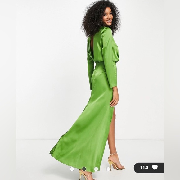 ASOS | Dresses | Asos Green Satin Maxi Dress | Poshmark